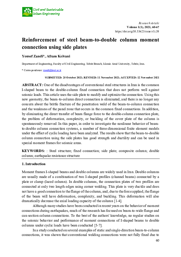 (PDF) Reinforcement of steel beam-to-double column moment connection ...