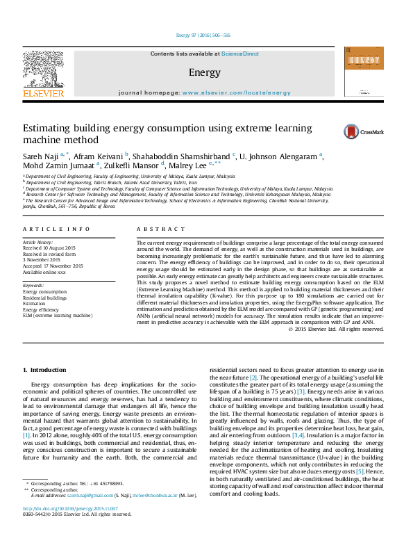 (PDF) Estimating building energy consumption using extreme learning machine method