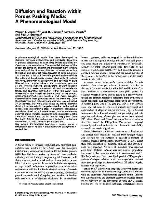 (PDF) Diffusion and reaction within porous packing media: A ...