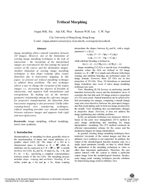 (PDF) Trifocal morphing