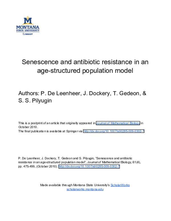 (PDF) Senescence and antibiotic resistance in an age-structured population model