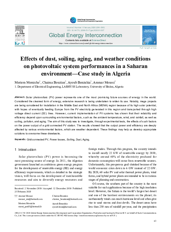 (PDF) Effects of dust, soiling, aging, and weather conditions on ...