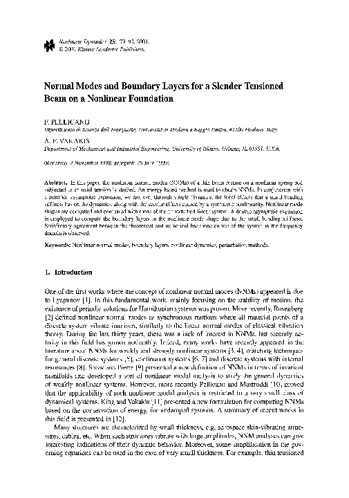 (PDF) Normal modes and boundary layers for a slender tensioned beam on a nonlinear foundation ...