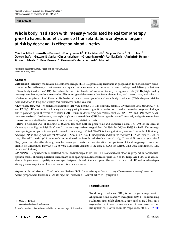 (PDF) Whole body irradiation with intensity-modulated helical ...