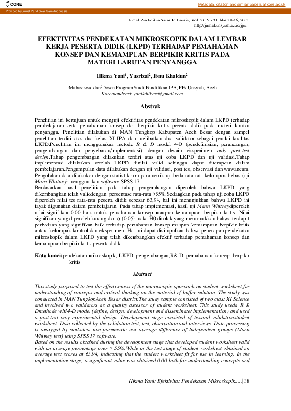 (PDF) Efektivitas Pendekatan Mikroskopik Dalam Lembar Kerja Peserta Didik (LKPD) Terhadap ...