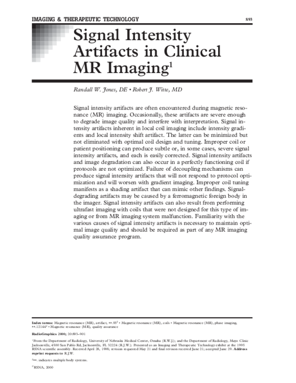 Pdf Signal Intensity Artifacts In Clinical Mr Imaging