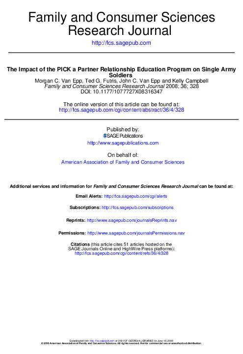 (PDF) The Impact of the PICK a Partner Relationship Education Program ...
