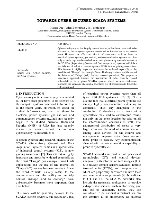 (PDF) Towards Cyber Secured Scada Systems | Hasan Dag - Academia.edu (PDF) Towards Cyber Secured Scada Systems | Hasan Dag - Academia.edu