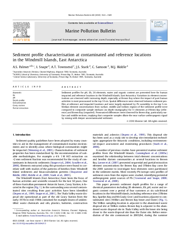 (PDF) Sediment profile characterisation at contaminated and reference ...