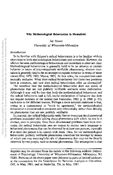 (PDF) Why methodological behaviorism is mentalistic
