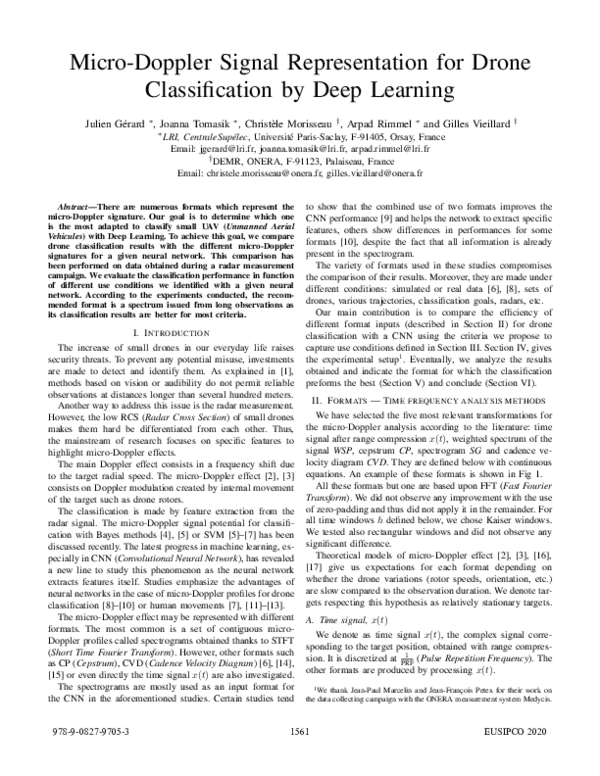 Pdf Micro Doppler Signal Representation For Drone Classification By Deep Learning