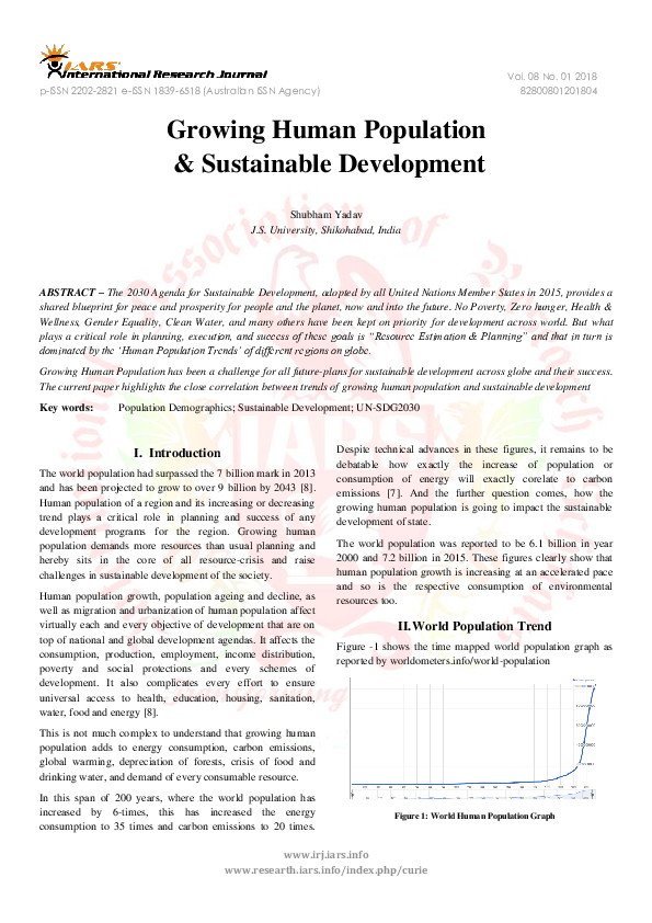(PDF) Growing Human Population and Sustainable Development