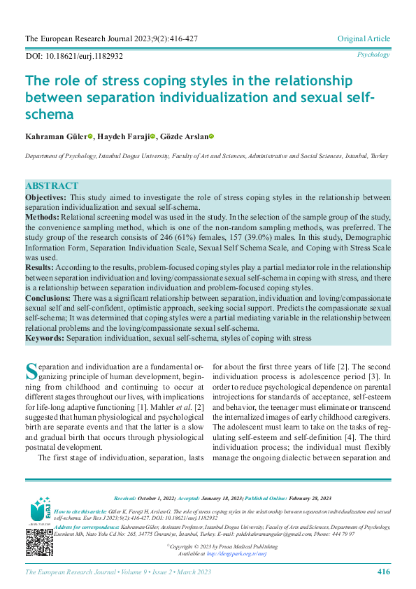 (PDF) The role of stress coping styles in the relationship between ...