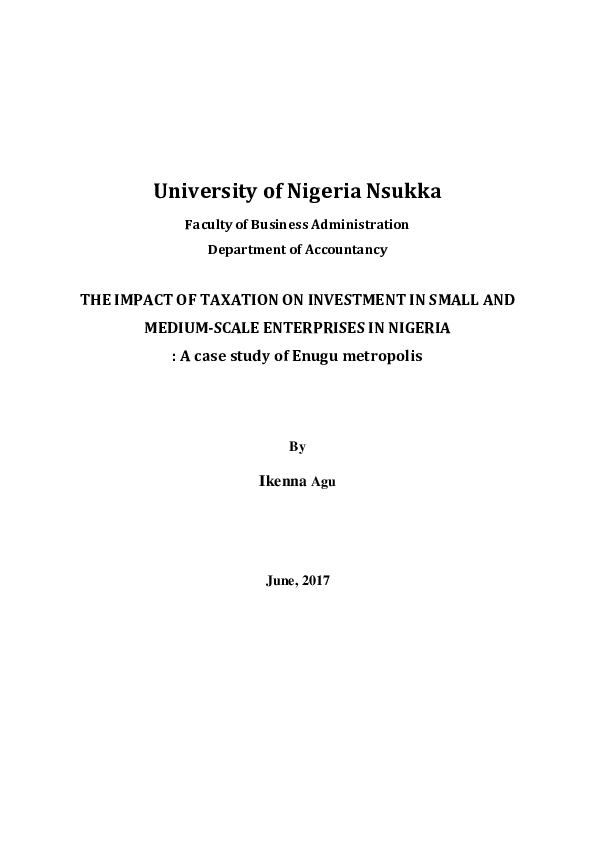 (PDF) The impact of taxation on investment in SMEs in Nigeria: A case ...