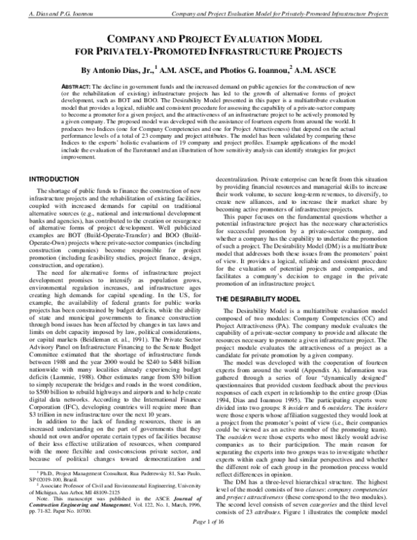 (PDF) Company and Project Evaluation Model for Privately Promoted ...