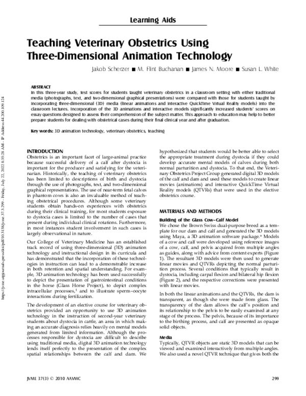 (PDF) Teaching Veterinary Obstetrics Using Three-Dimensional Animation Technology