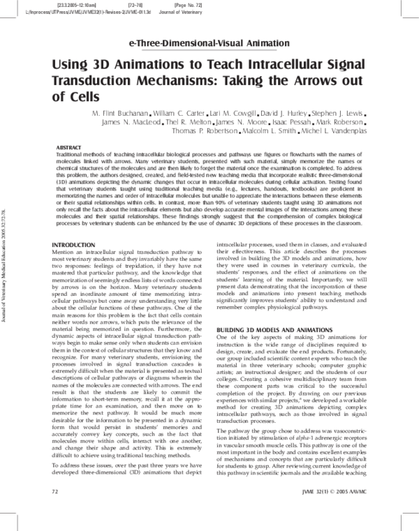 (PDF) Using 3D Animations to Teach Intracellular Signal Transduction ...