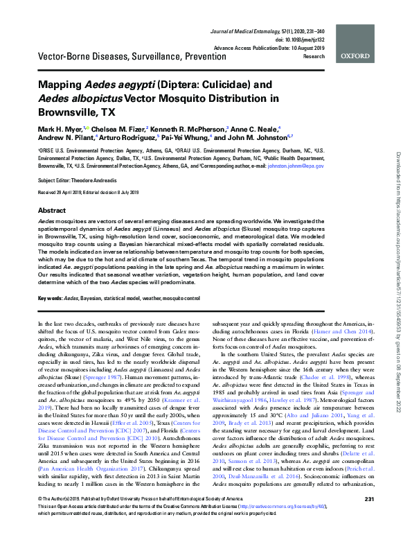 (PDF) Mapping Aedes aegypti (Diptera: Culicidae) and Aedes albopictus Vector Mosquito ...
