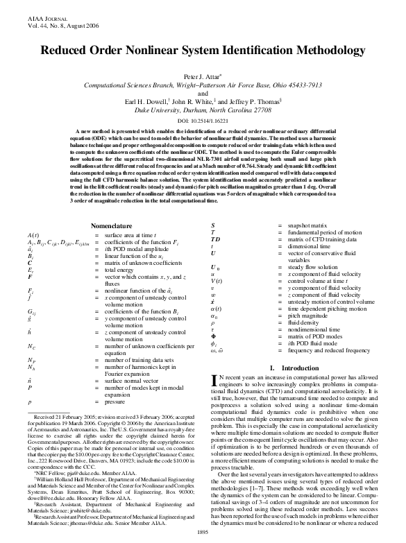 (PDF) Reduced Order Nonlinear System Identification Methodology