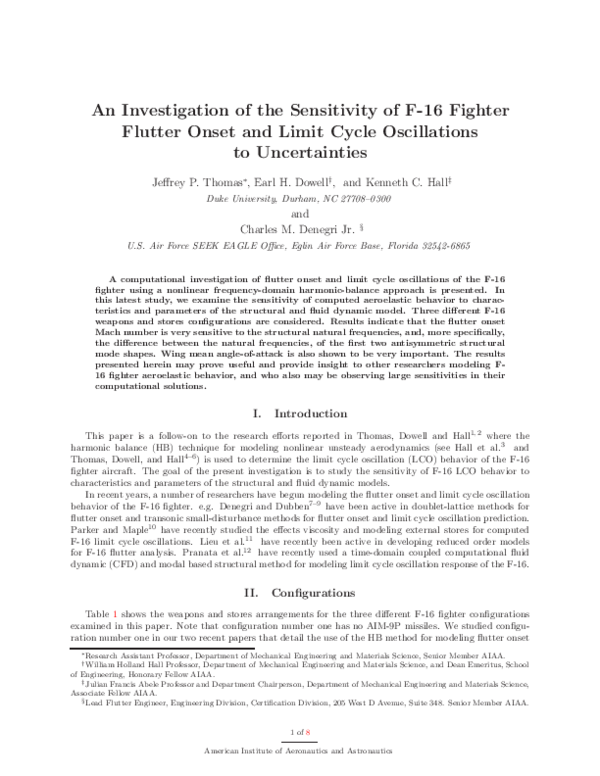 (PDF) An Investigation of the Sensitivity of F-16 Fighter Flutter Onset and Limit Cycle ...