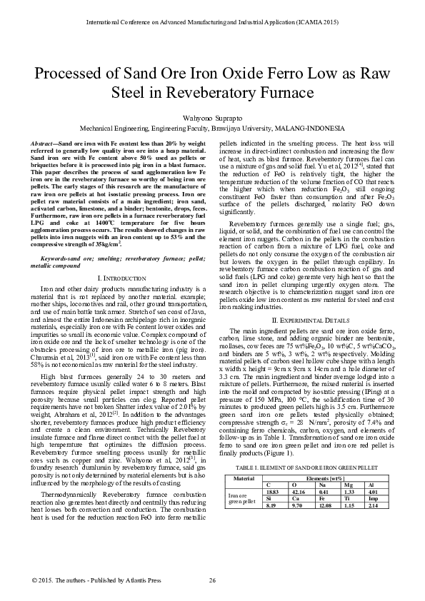 (PDF) Processed of Sand Ore Iron Oxide Ferro Low as Raw Steel in ...