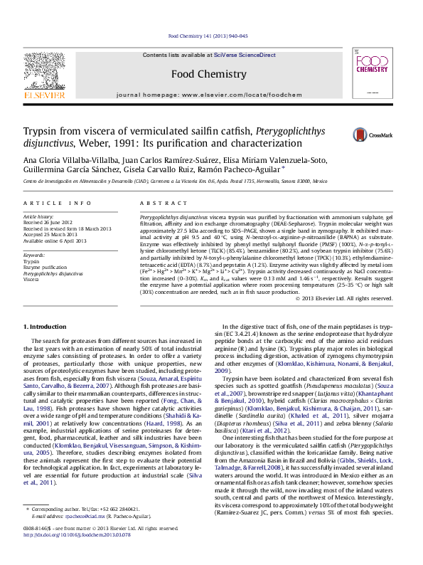 (PDF) Trypsin from viscera of vermiculated sailfin catfish ...