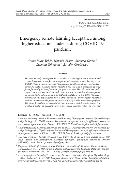 (PDF) Emergency remote learning acceptance among higher education ...