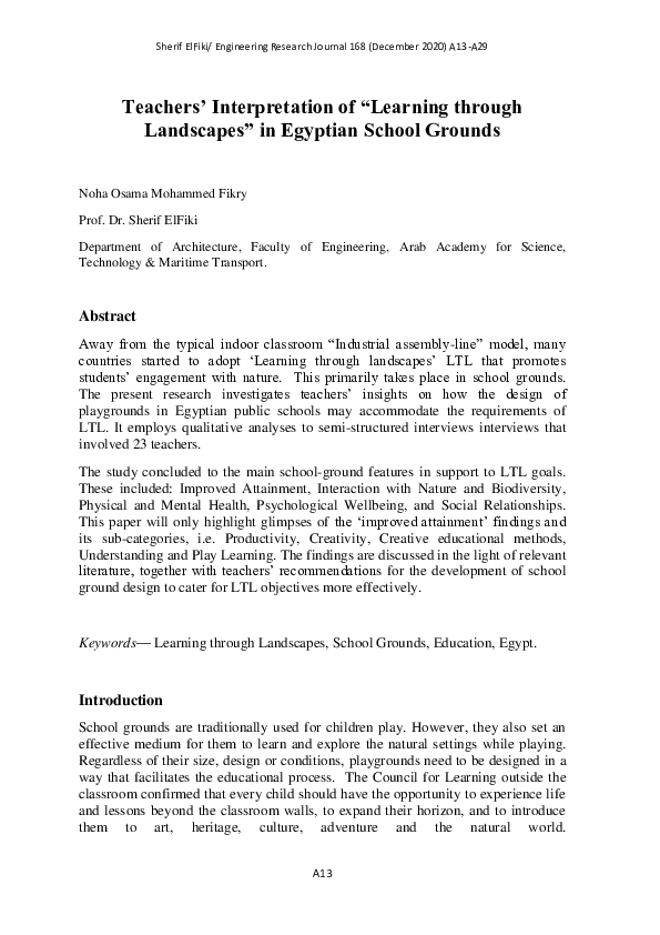 (PDF) Teachers’ Interpretation of “Learning through Landscapes” in ...