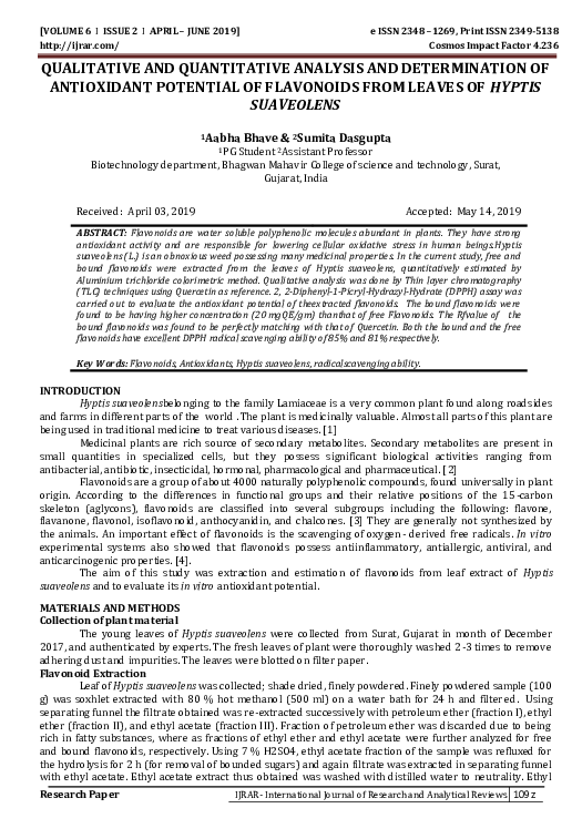 (PDF) Qualitative and Quantitative Analysis and Determination of Antioxidant Potential of ...