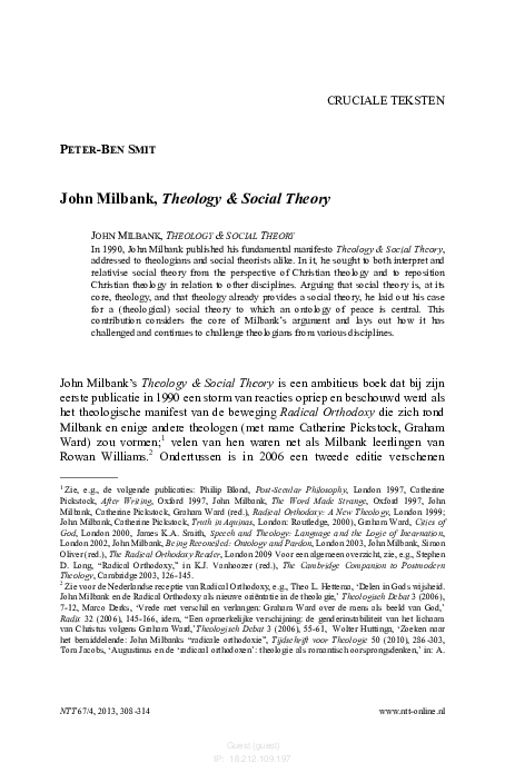 (PDF) John Milbank, Theology & Social Theory