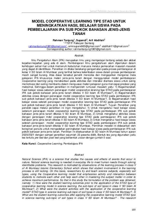 (PDF) Model Cooperative Learning Tipe Stad Untuk Meningkatkan Hasil Belajar Siswa Pada ...