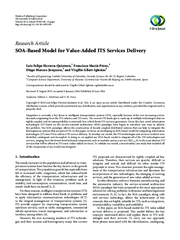 (PDF) SOA-Based Model for Value-Added ITS Services Delivery