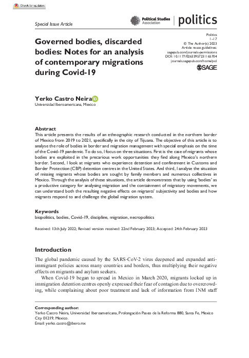 (PDF) Governed bodies, discarded bodies: Notes for an analysis of ...