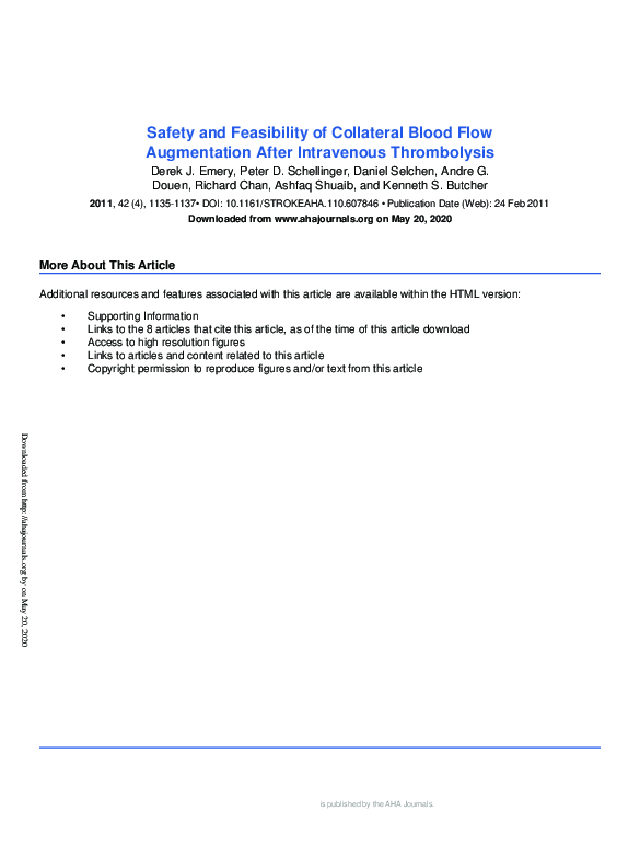 (PDF) Safety and Feasibility of Collateral Blood Flow Augmentation ...