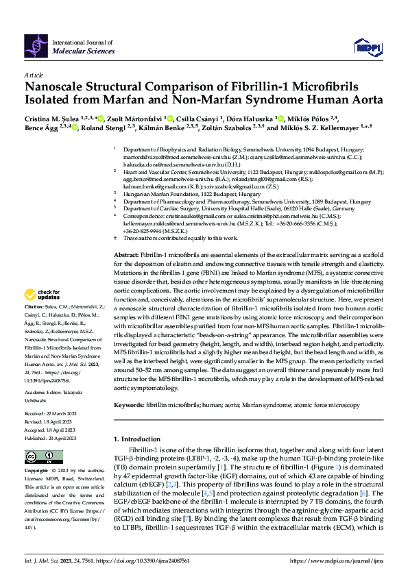 (PDF) Nanoscale Structural Comparison of Fibrillin-1 Microfibrils ...