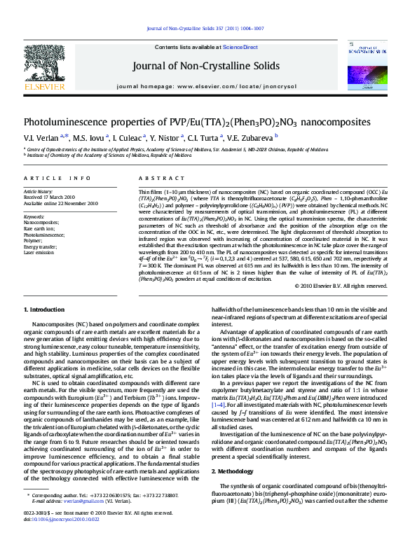 (PDF) Photoluminescence properties of PVP/Eu(TTA)2(Phen3PO)2NO3 ...