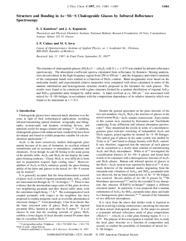 (PDF) Structure and bonding in As-Sb-S chalcogenide glasses by infrared ...