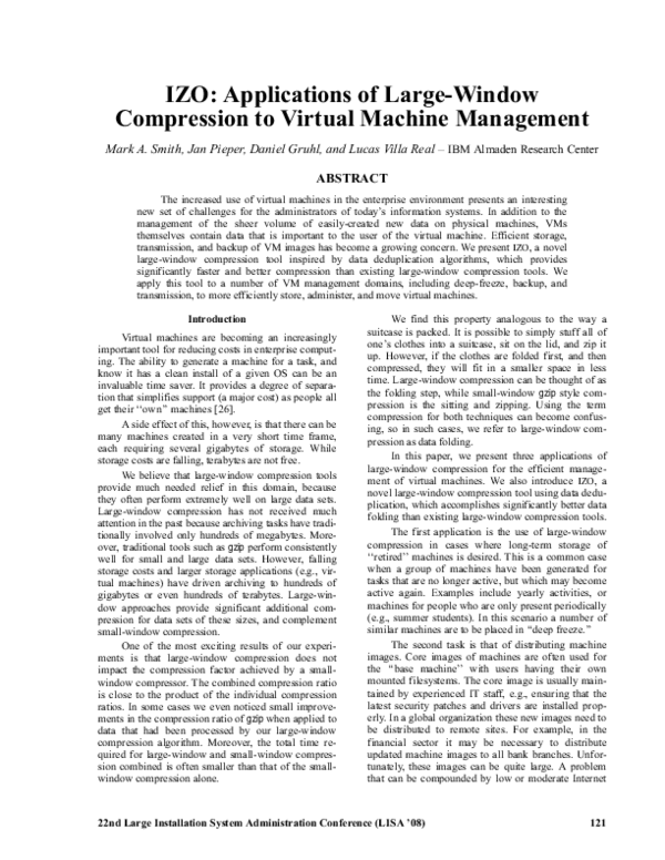 (PDF) IZO: applications of large-window compression to virtual machine ...