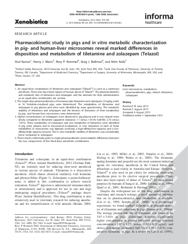 (PDF) Pharmacokinetic study in pigs andin vitrometabolic ...
