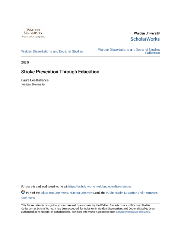 (PDF) Stroke Prevention Through Education