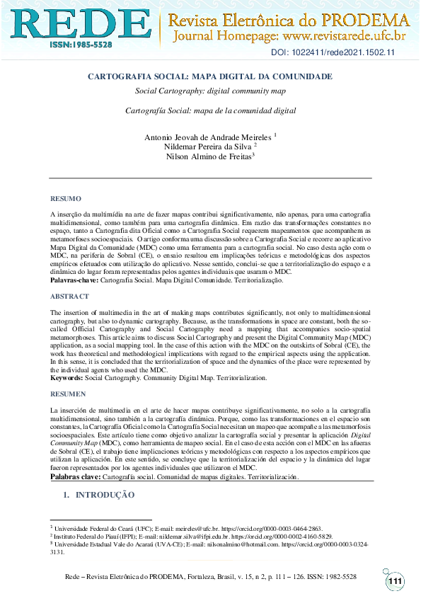 (PDF) CARTOGRAFIA SOCIAL: MAPA DIGITAL DA COMUNIDADE Social Cartography ...