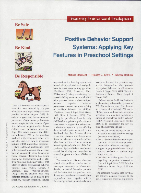 (PDF) Positive Behavior Support Systems: Applying Key Features in ...