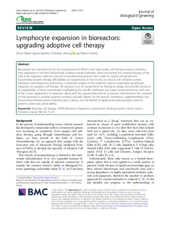 (PDF) Lymphocyte expansion in bioreactors: upgrading adoptive cell therapy