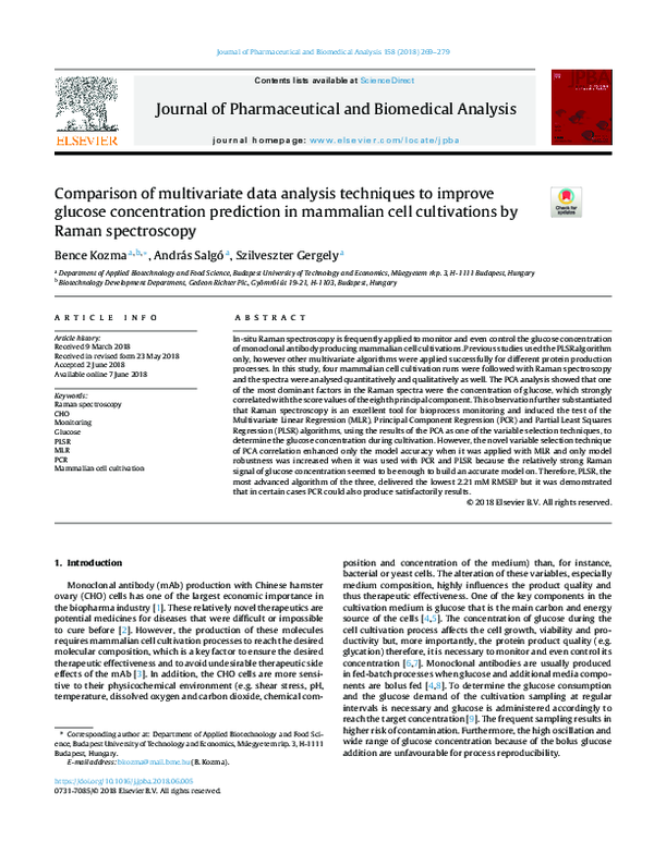 (PDF) Comparison of multivariate data analysis techniques to improve glucose concentration ...