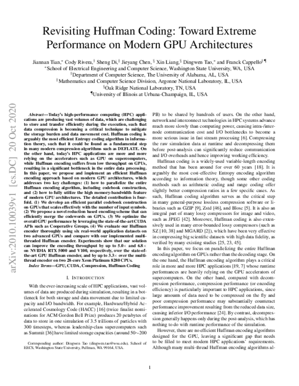 (PDF) Revisiting Huffman Coding: Toward Extreme Performance on Modern ...