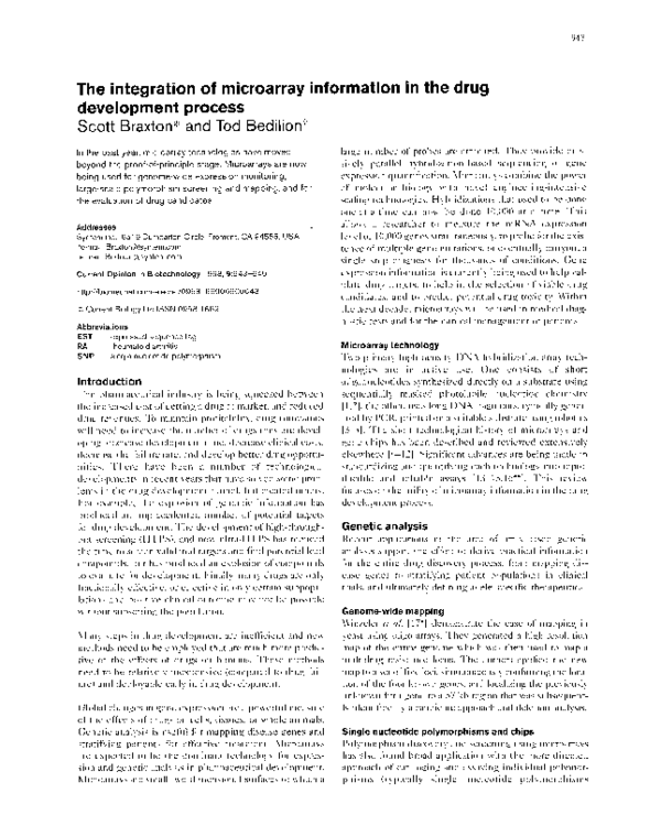(PDF) The integration of microarray information in the drug development process