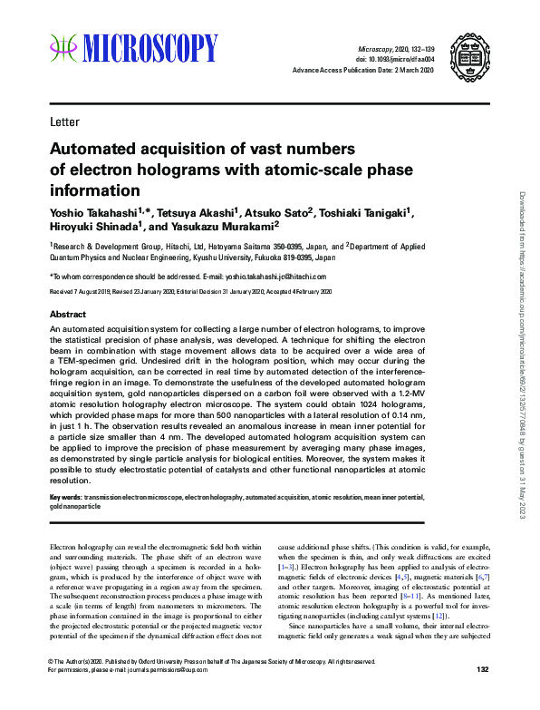 (PDF) Automated acquisition of vast numbers of electron holograms with atomic-scale phase ...