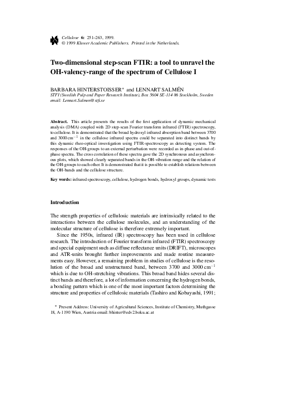 (PDF) Two‐dimensional step‐scan FTIR: a tool to unravel the OH‐valency‐range of the spectrum of ...