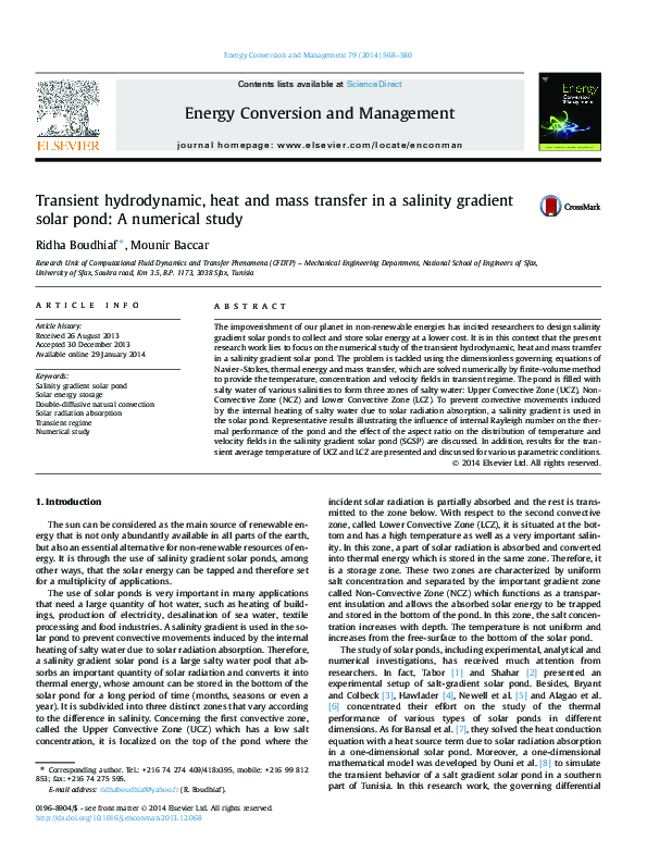 (PDF) Transient hydrodynamic, heat and mass transfer in a salinity ...