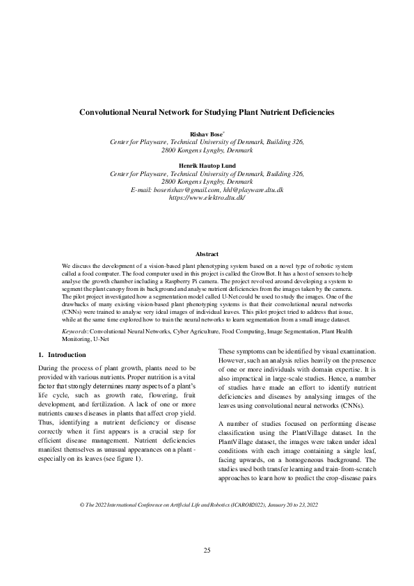 (PDF) Convolutional Neural Network for Studying Plant Nutrient Deficiencies